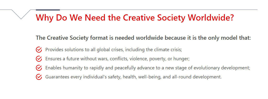 Creative Society Project: A New Way For Humanity